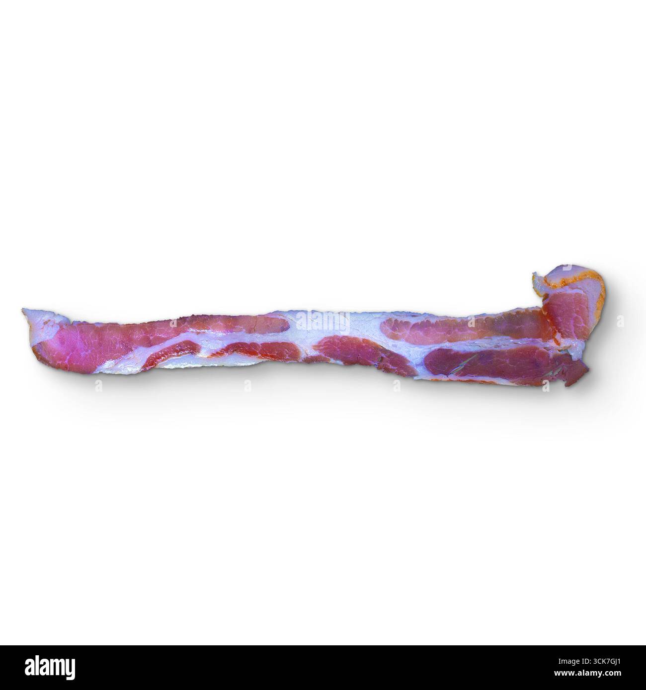 A piece of raw bacon showcasing its marbled texture and color Stock ...