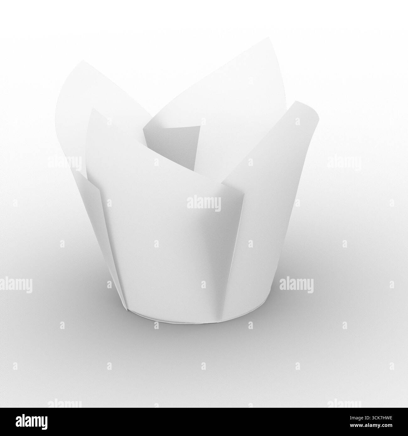 A simple white paper container resembling a flower shape, often used ...