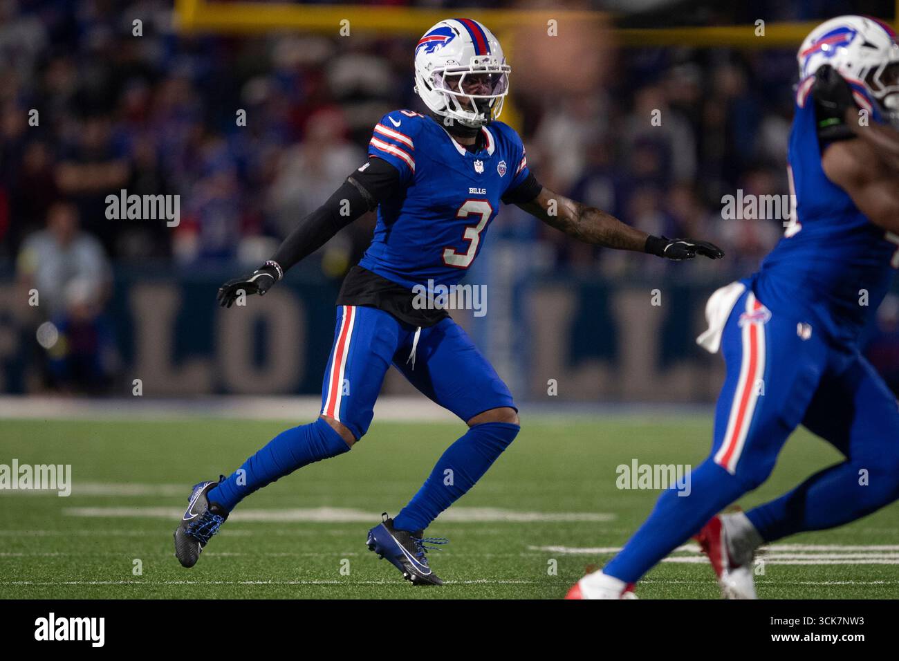Buffalo Bills safety Damar Hamlin (3) runs on the field during the ...