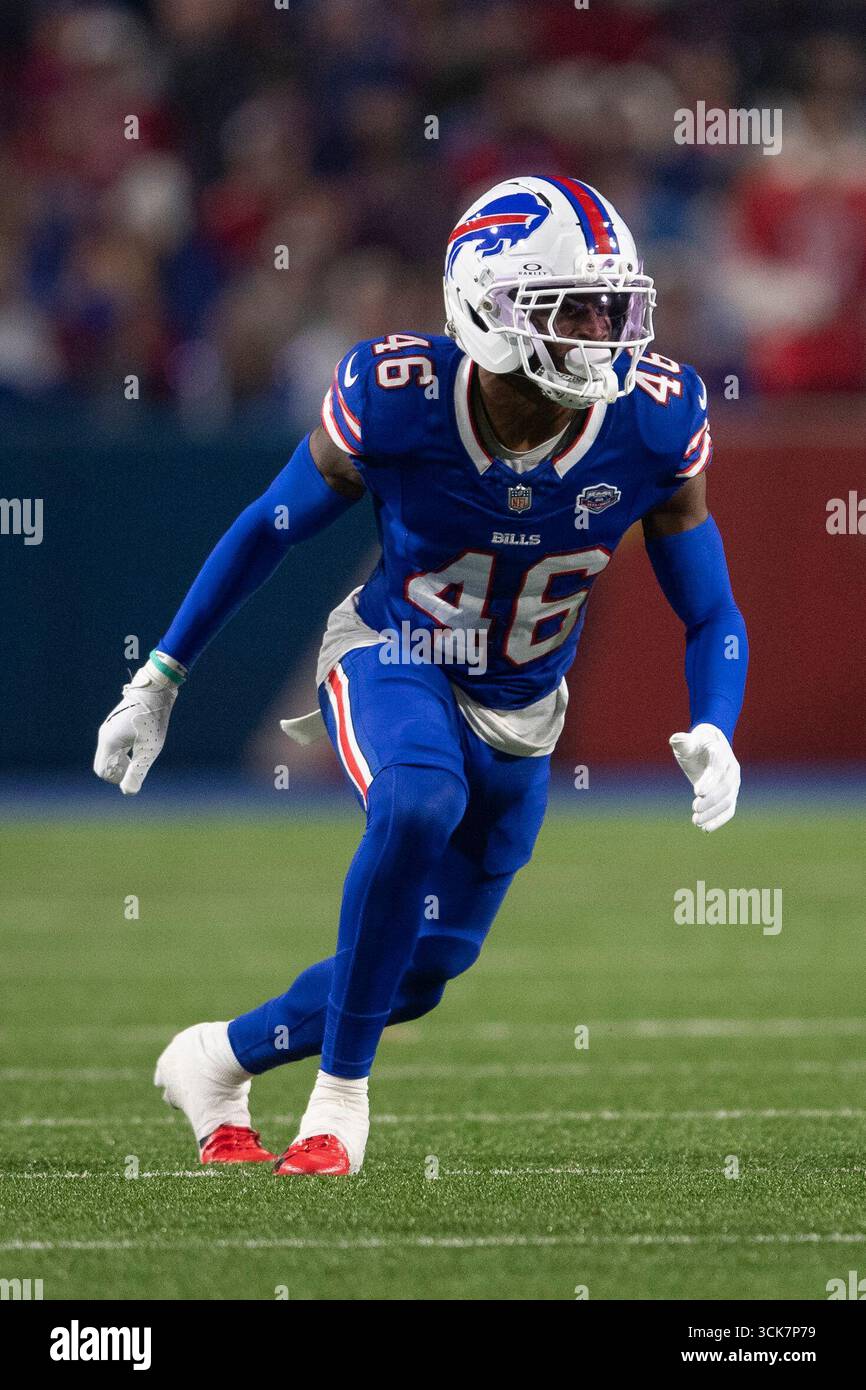 Buffalo Bills cornerback Ja'Marcus Ingram (46) runs on the field during ...