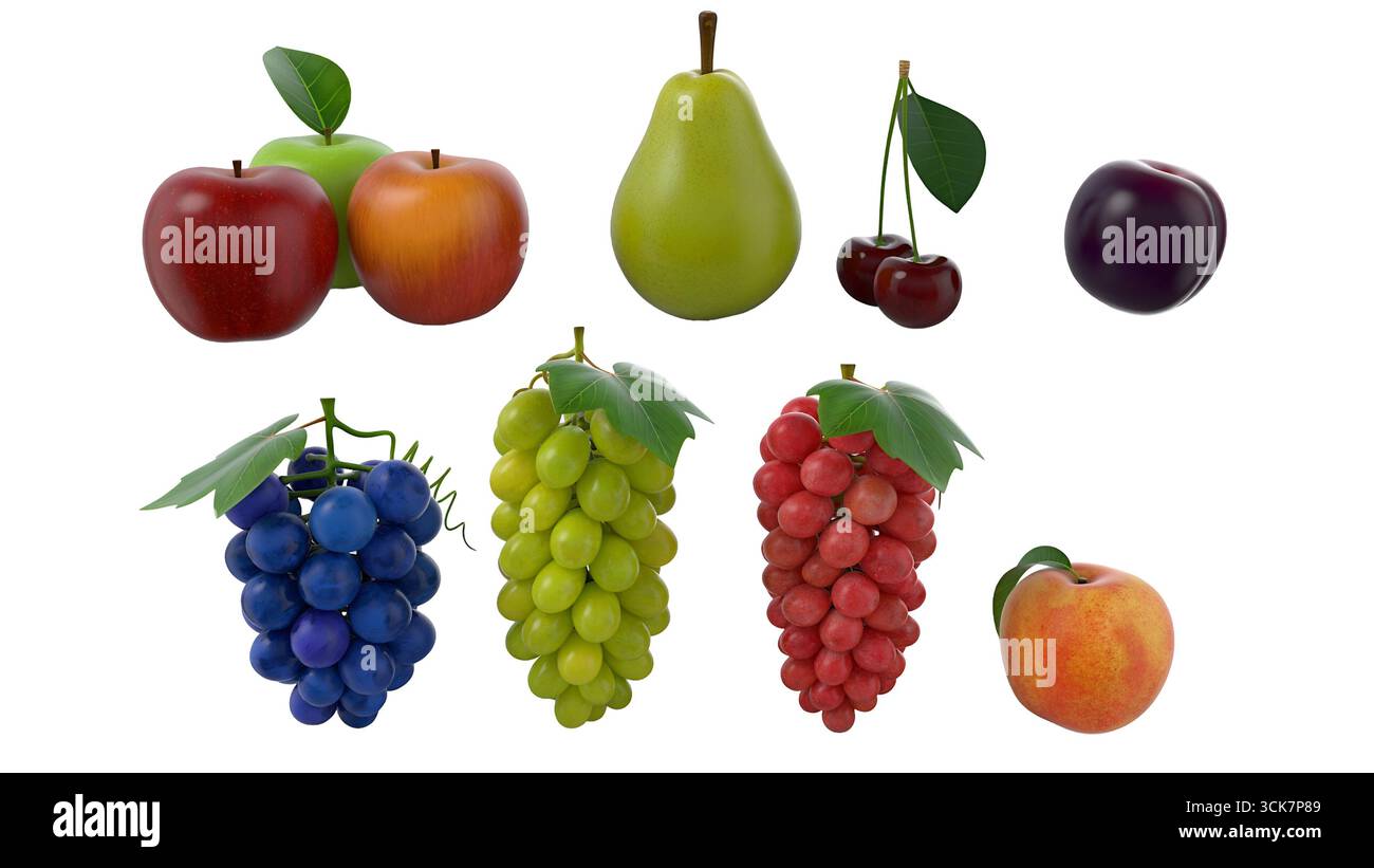 A colorful assortment of various fruits including apples, pears ...