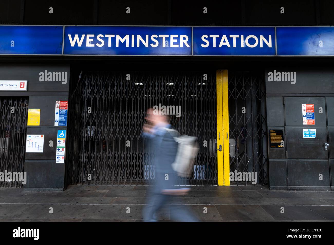 London, UK. 10 September 2025. Westminster Underground station stands ...