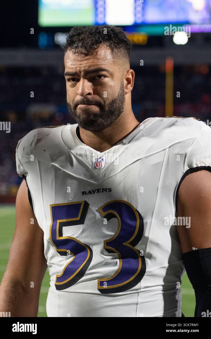 Baltimore Ravens linebacker Kyle Van Noy (53) walks off the field after ...