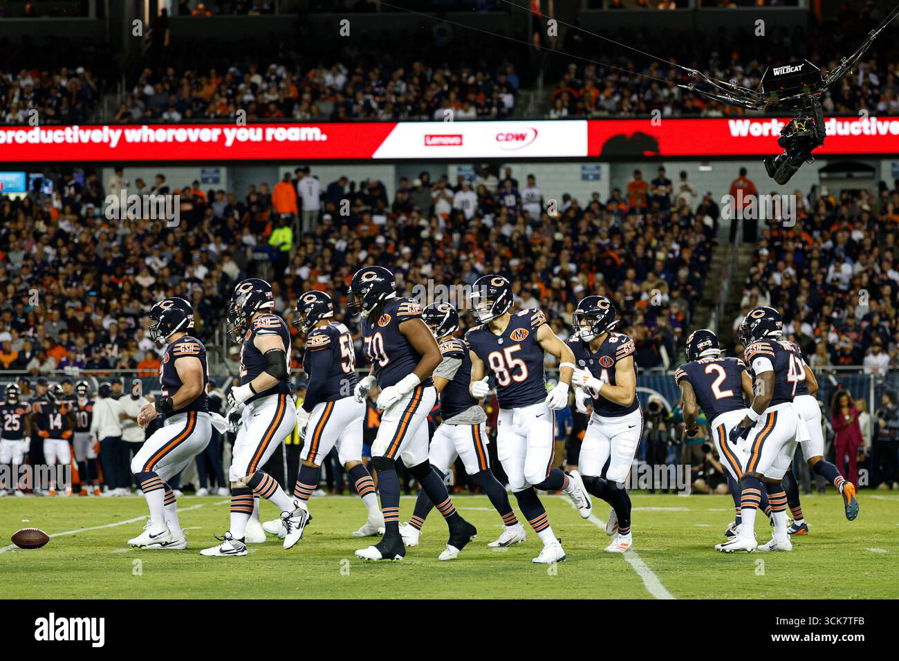 Chicago Bears players line up on the field during the first half of an ...