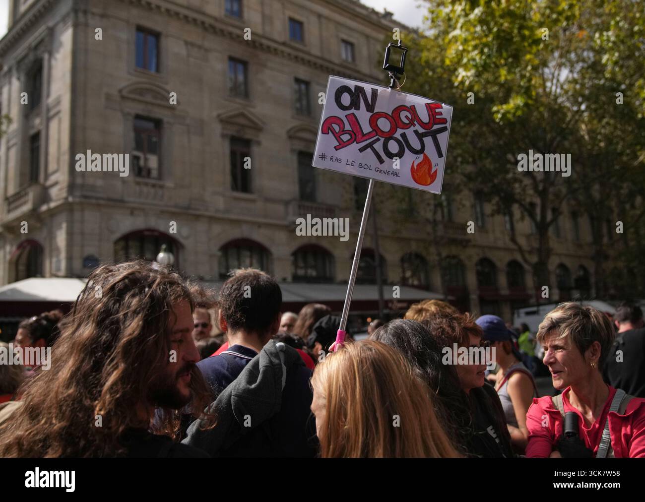 Protesters of the "Block Everything" movement gathering in Paris ...