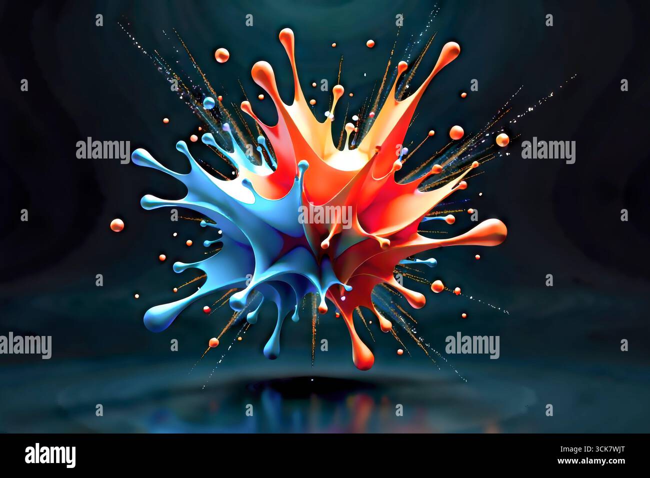 Abstract splash of red and blue paint colliding, creating a dynamic and ...