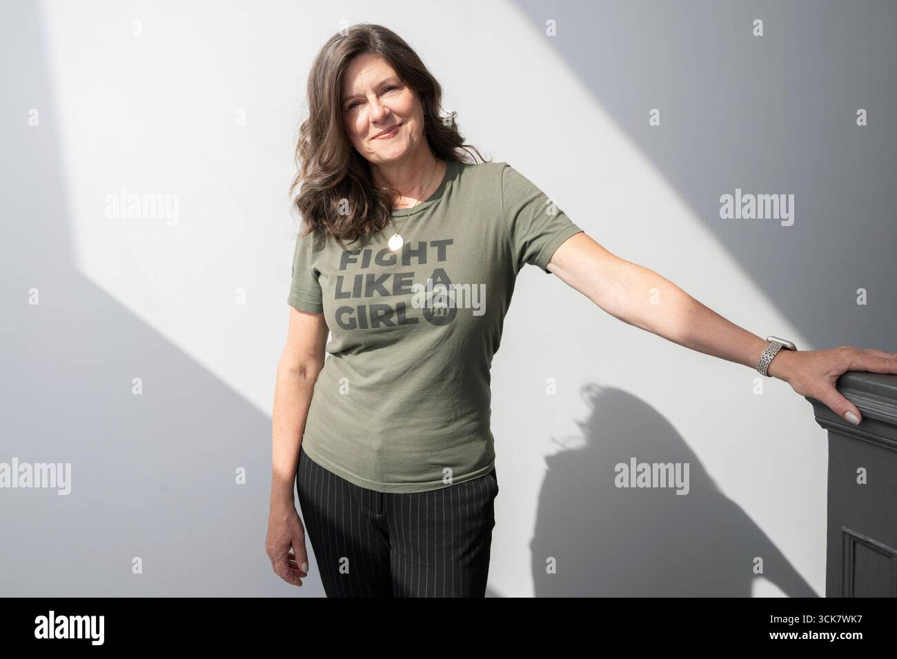 Real-life inspiration Sandra Perron of the film "Out Standing" poses for a photo during the ...