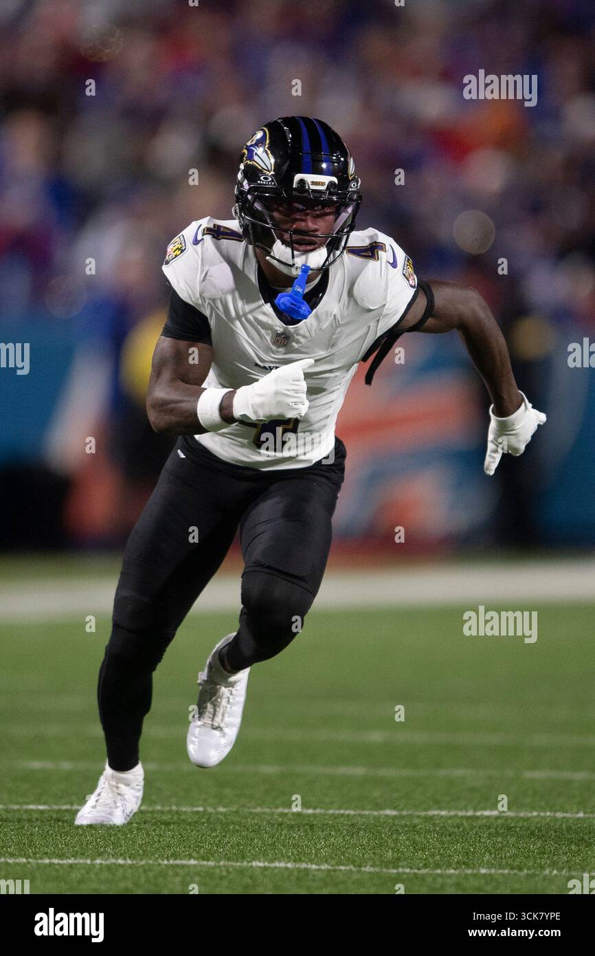 Baltimore Ravens wide receiver Zay Flowers (4) runs on the field during ...
