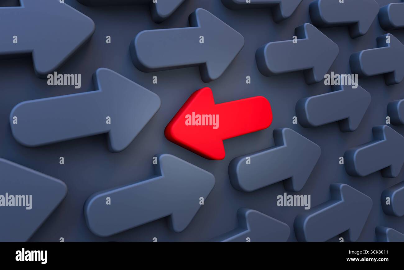 Red arrow points in the opposite direction to the black arrows, . Red ...