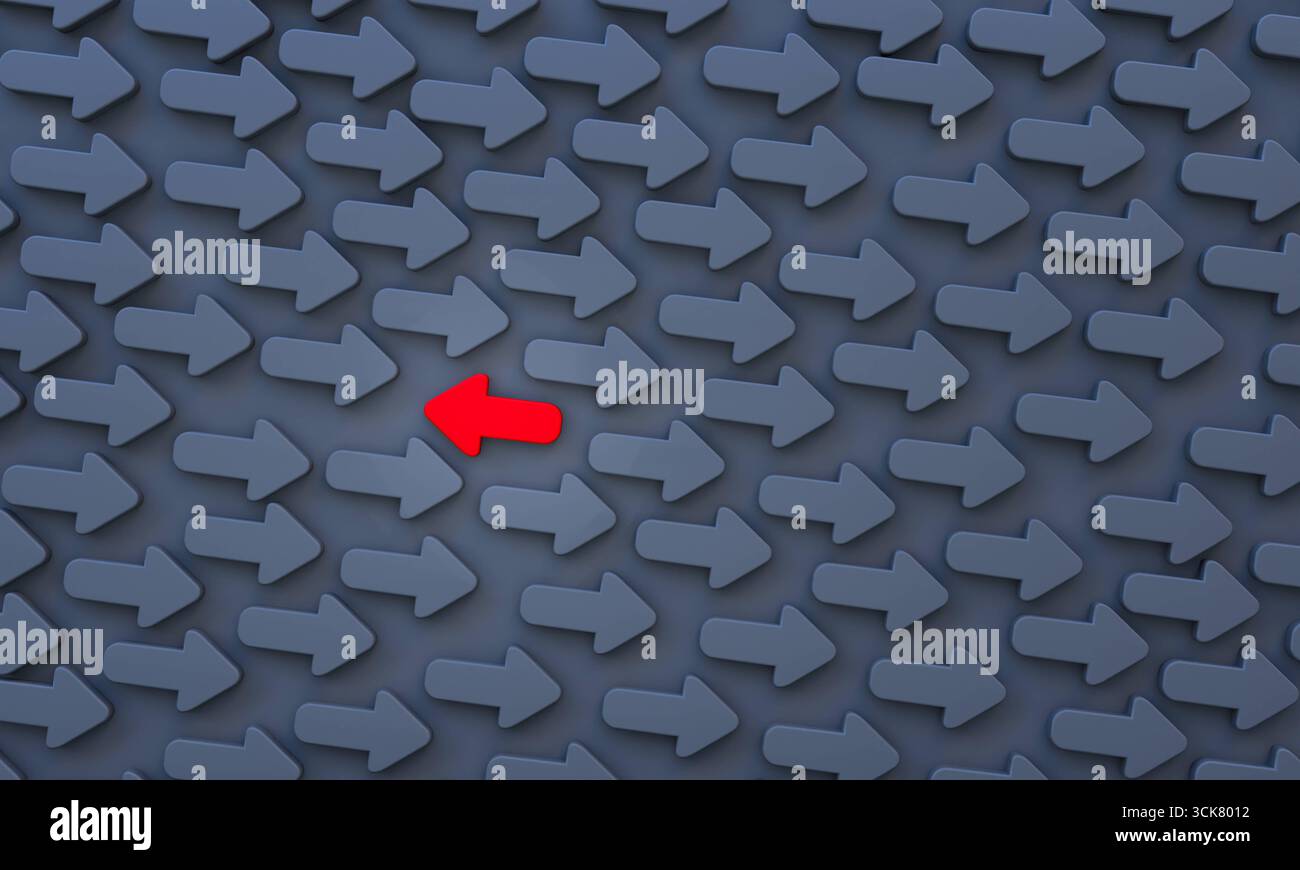 Red arrow points in the opposite direction to the black arrows, . Red ...