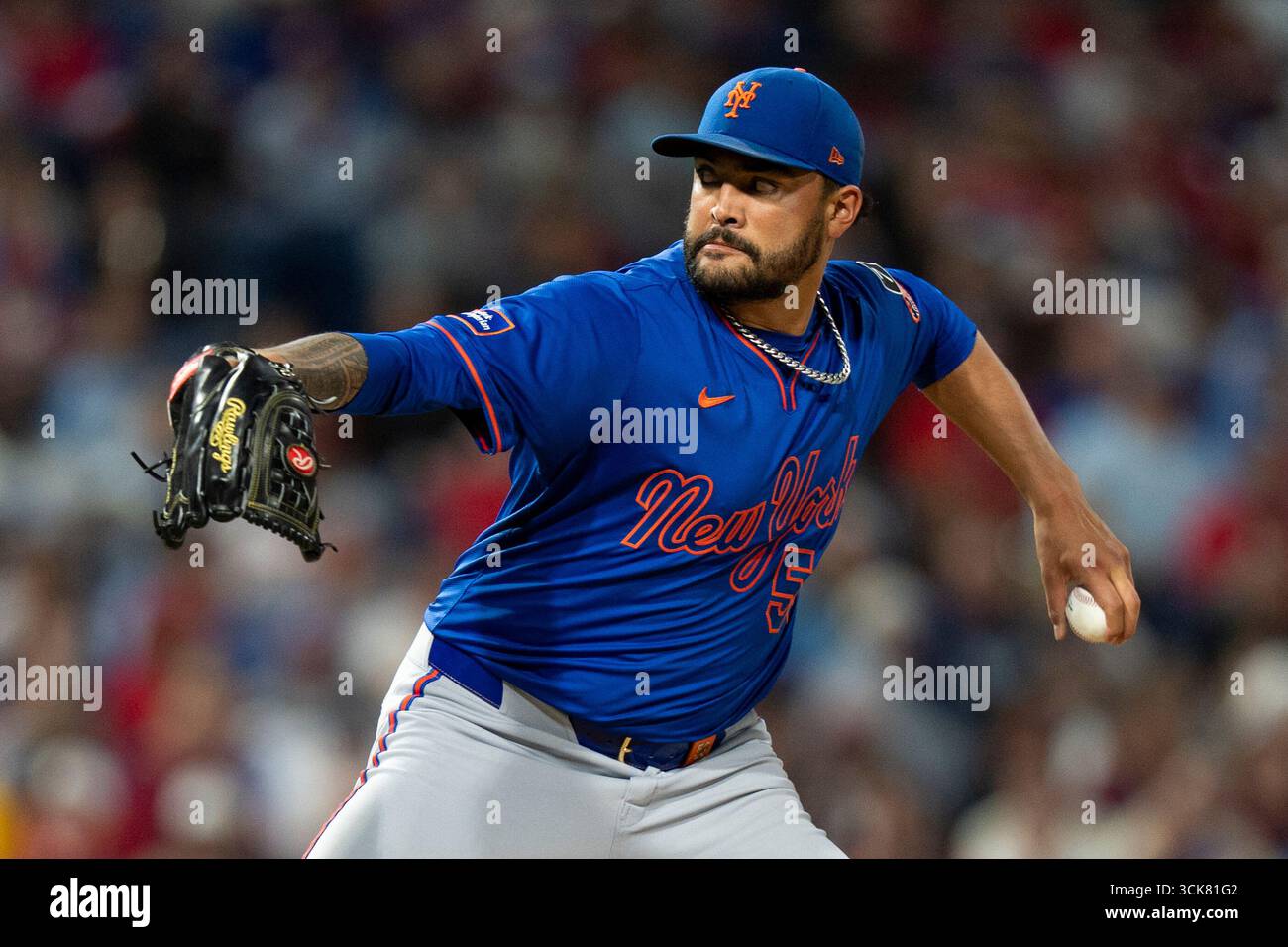 New York Mets starting pitcher Sean Manaea in action during a baseball ...