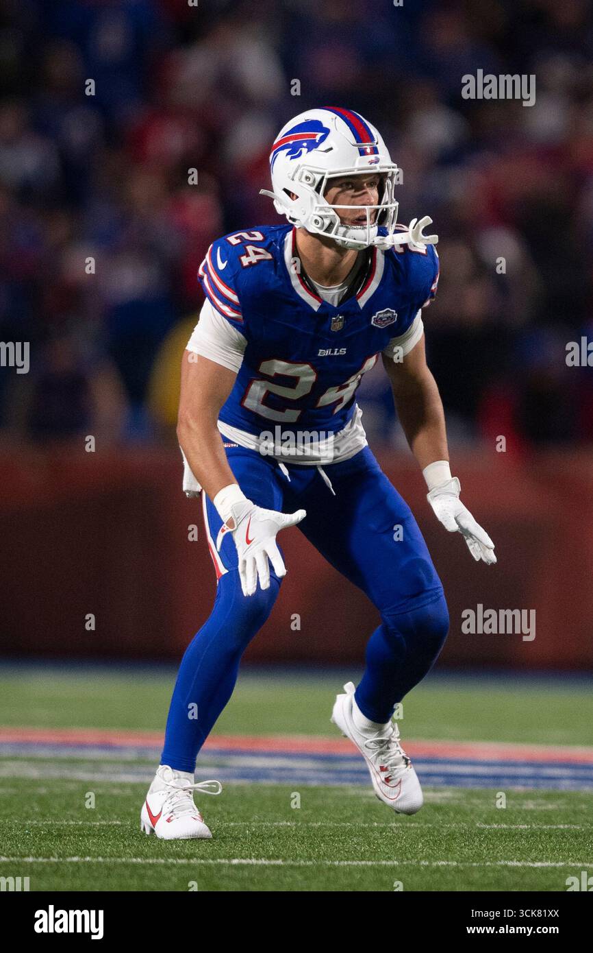 Buffalo Bills safety Cole Bishop (24) runs on the field during the ...