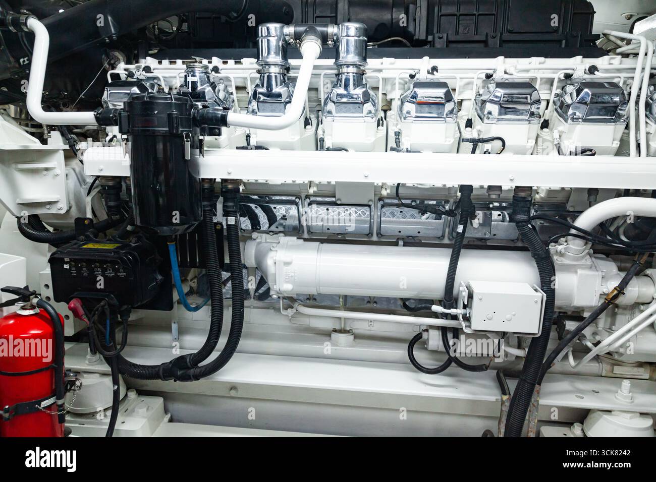 Powerful marine diesel engine and advanced machinery inside a luxury ...