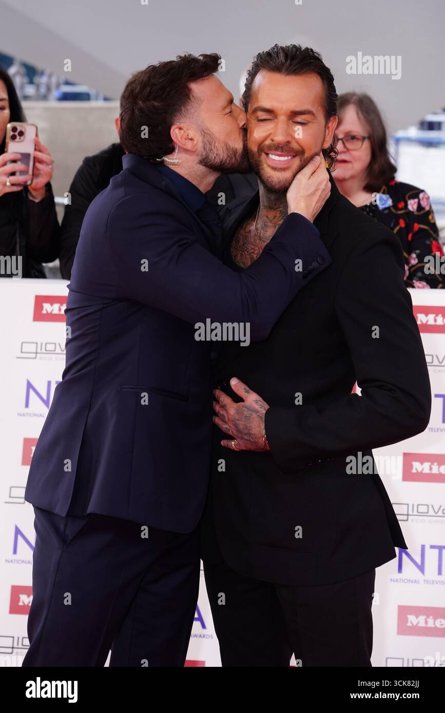 Sam Thompson and Pete Wicks arriving for the National Television Awards ...