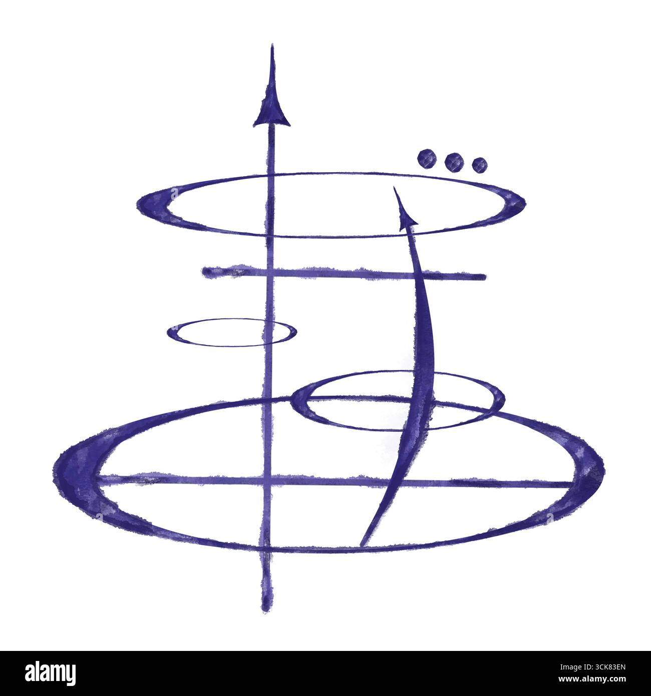 Circles connected arrows lines dots. Blue celestial divider magic ...