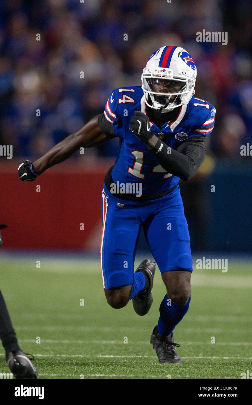 Buffalo Bills wide receiver Tyrell Shavers (14) runs on the field ...