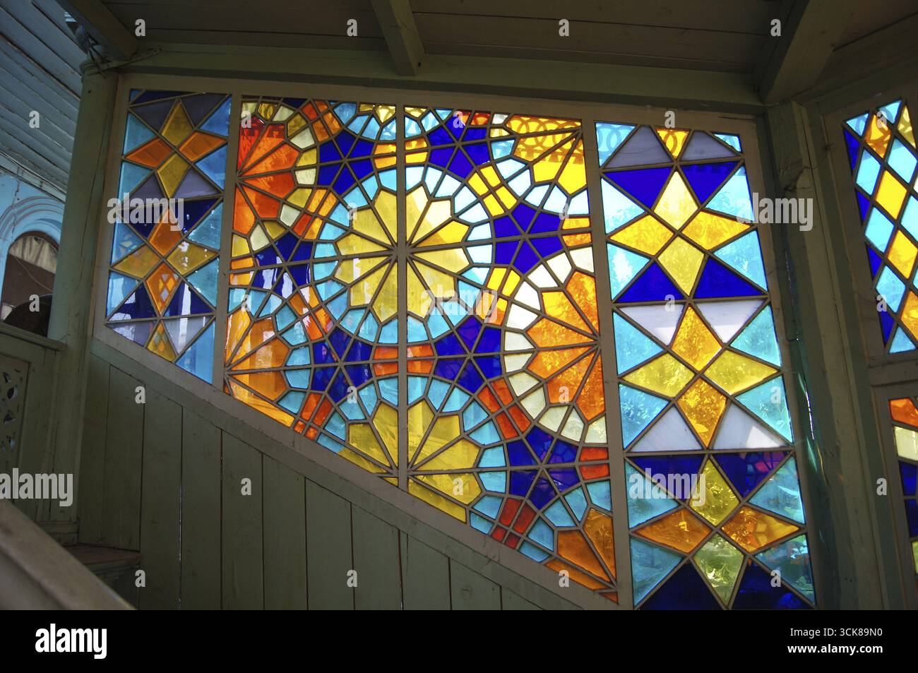 Stained glass window in Old town in Tbilisi, Republic of Georgia Stock ...
