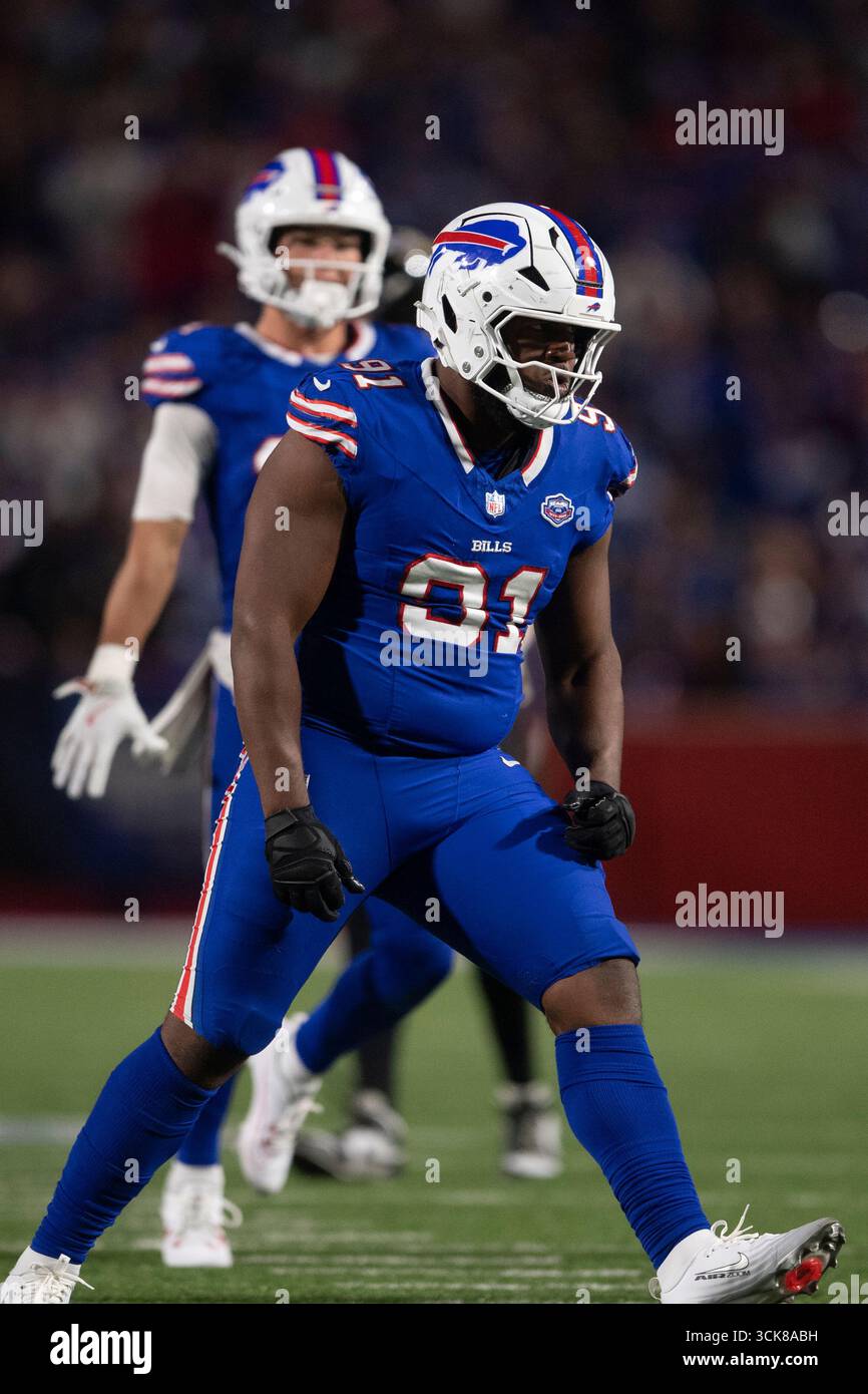 Buffalo Bills defensive tackle Ed Oliver (91) reacts during the second ...