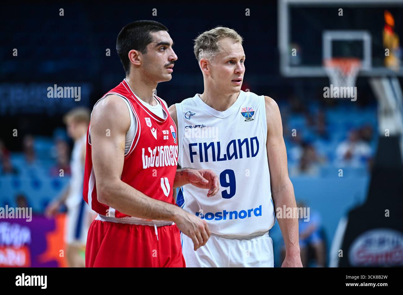 9 Sasu Salin of Finland with 4 Rati Andronikashvili of Georgia during ...