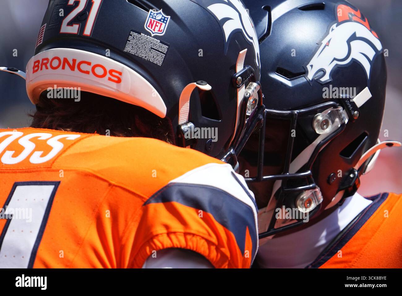 Denver Broncos cornerback Riley Moss (21) and Denver Broncos cornerback ...