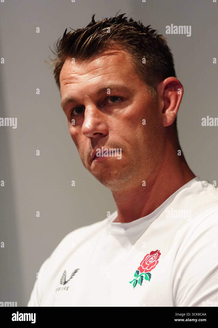 England forwards coach Louis Deacon during a press conference at Aztec ...