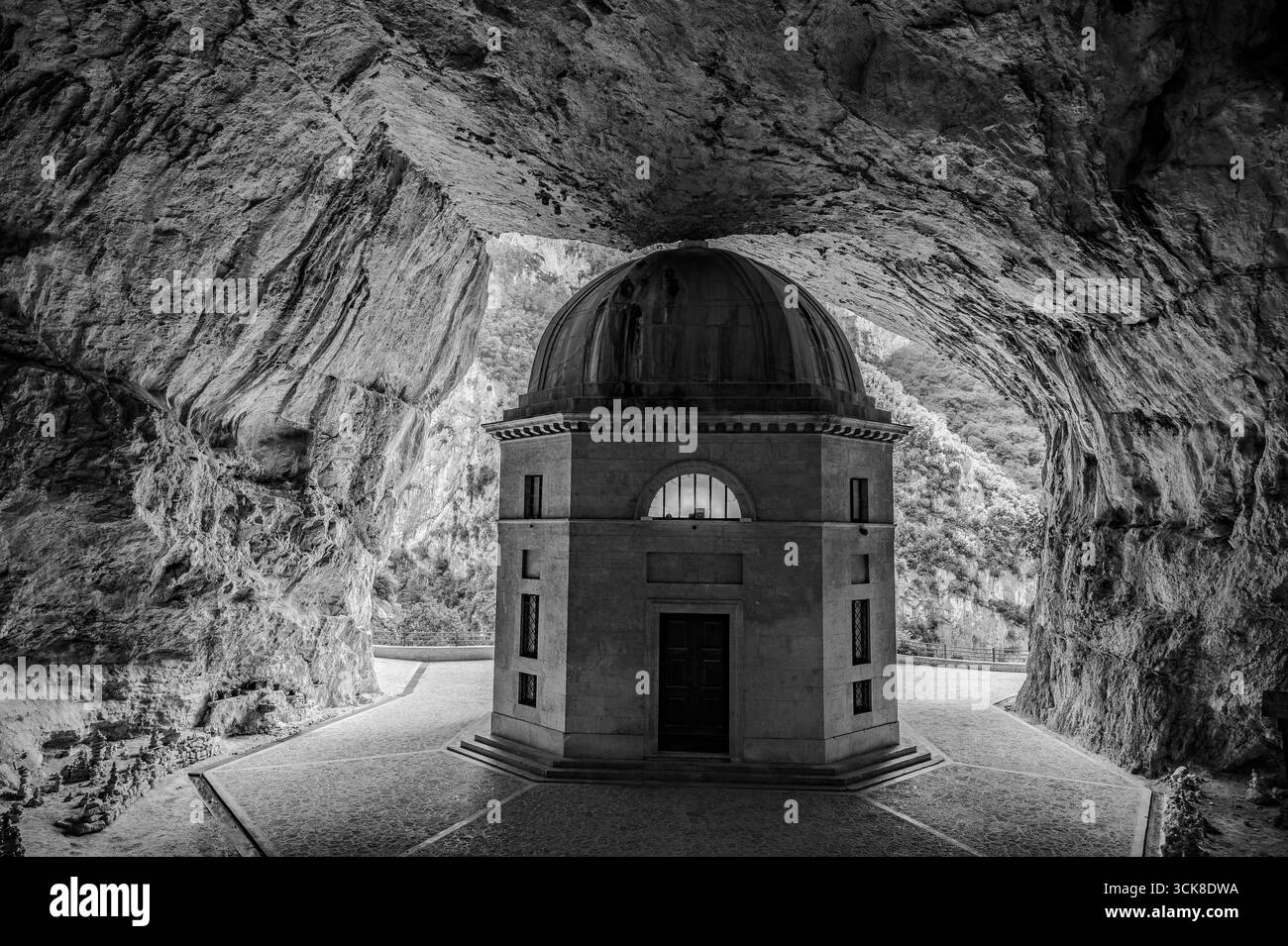 The Valadier Temple was built in 1828 next to an enormous cave at the ...