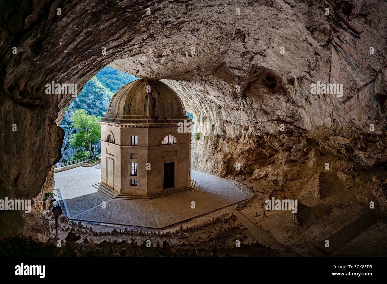 The Valadier Temple was built in 1828 next to an enormous cave at the ...