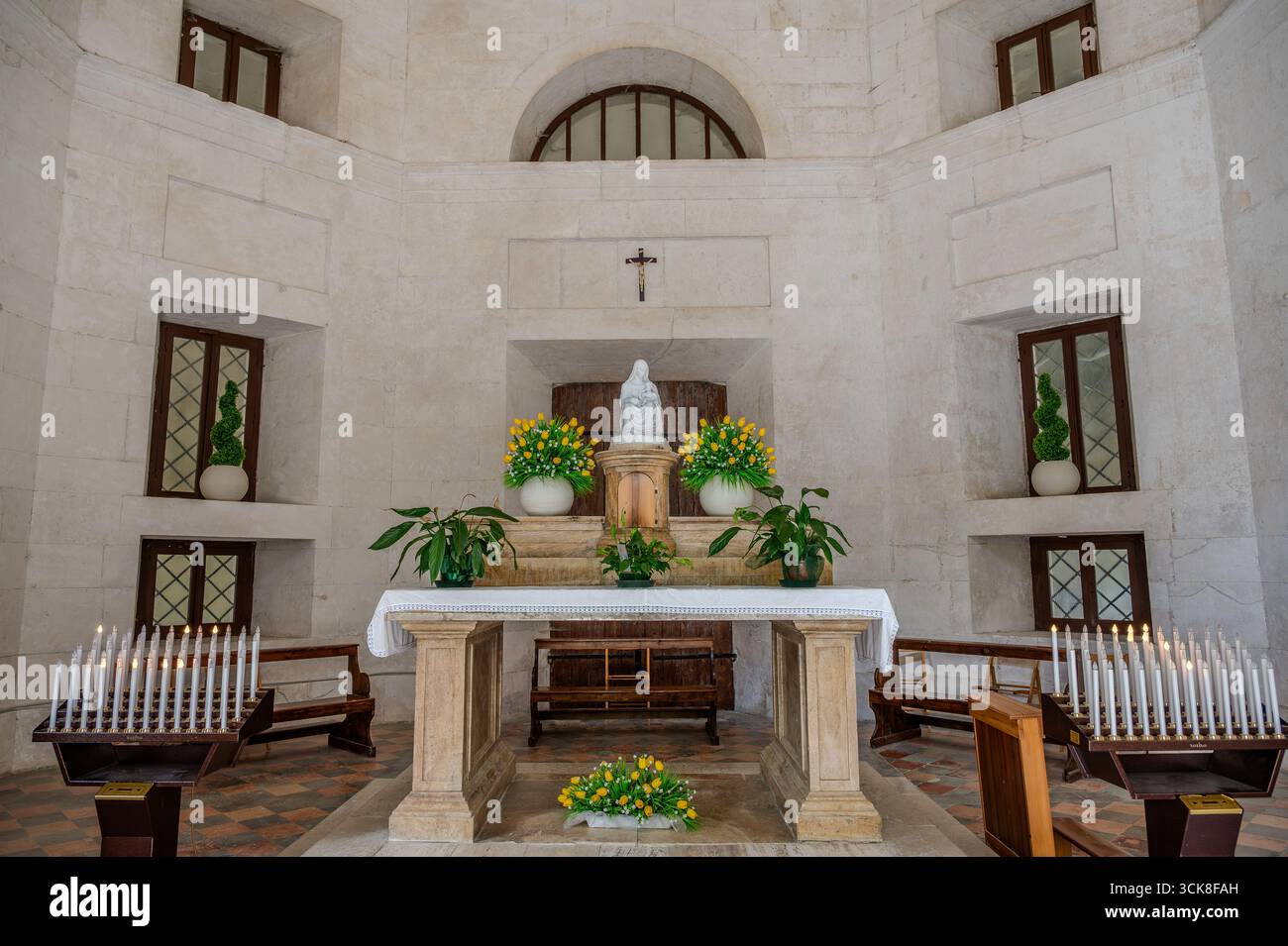 The Valadier Temple was built in 1828 next to an enormous cave at the ...
