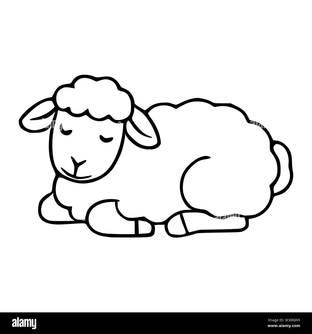 A charming vector illustration of a sleeping lamb, characterized by its ...