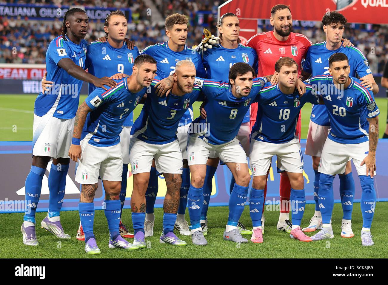 Bergamo, Italy, 5th September 2025. The Italy starting eleven line up ...