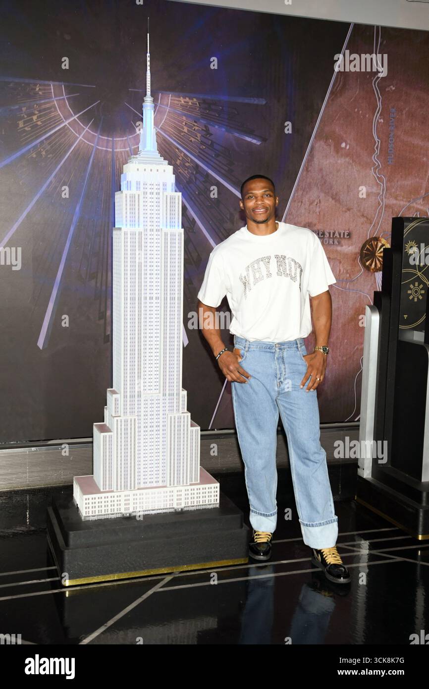 Russell Westbrook visits the Empire State Building in partnership with KFN to kick off New York ...