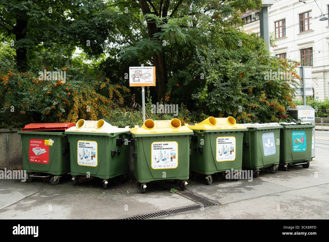 September 5, 2025, Vienna, Austria. Garbage cans and waste sorting in ...