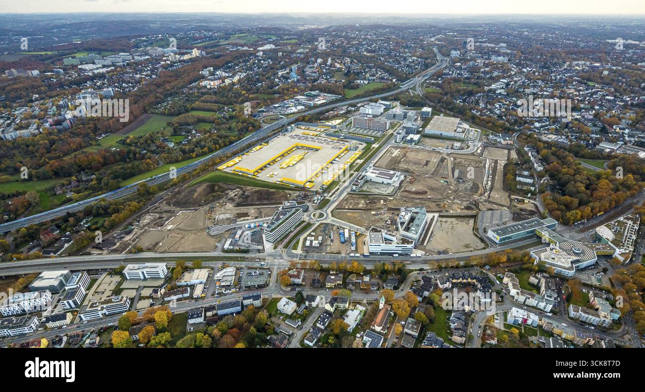 Aerial view, large construction site Mark 51/7, O-Werk Campus and new ...