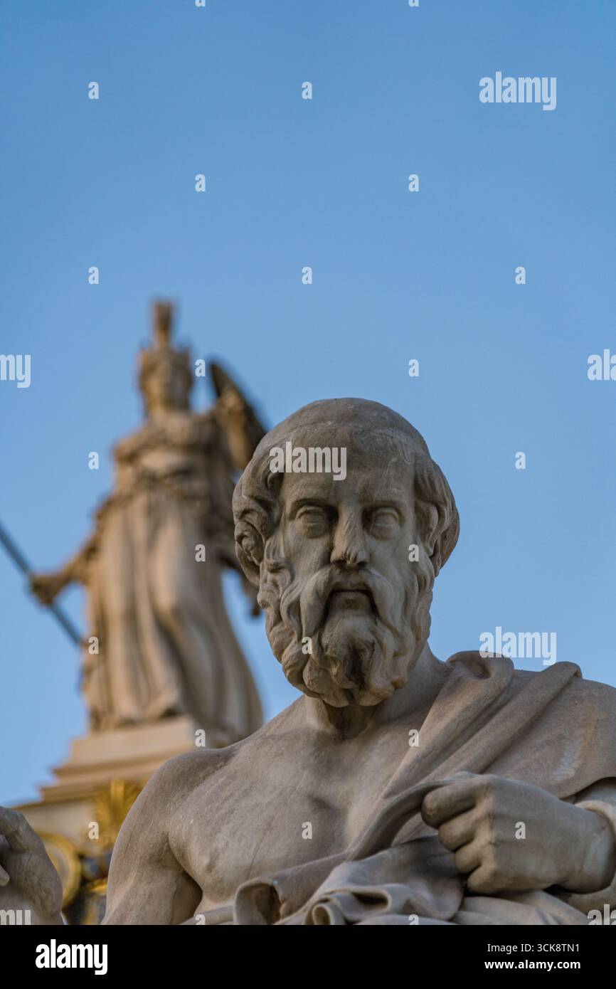 Marble Statue of Plato by Leonidas Drosis. Athena column in the ...