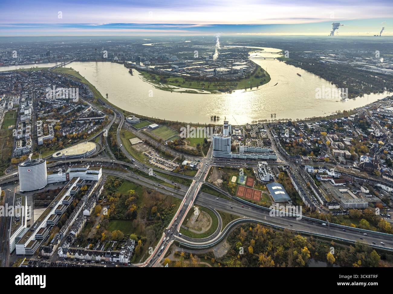 Aerial view, street triangle federal road B7 with hospital Schoen ...