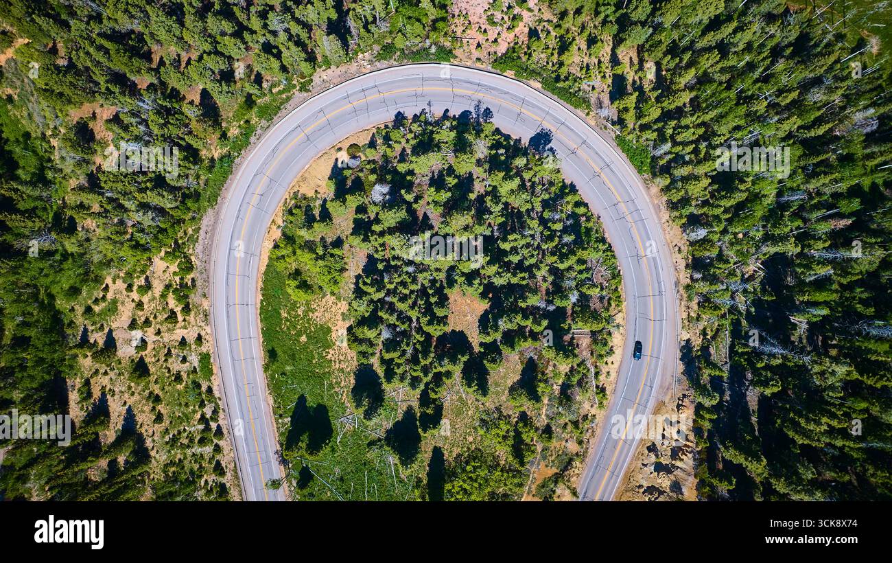 Aerial Horseshoe Bend Winding Road in Dixie National Forest Utah Top ...