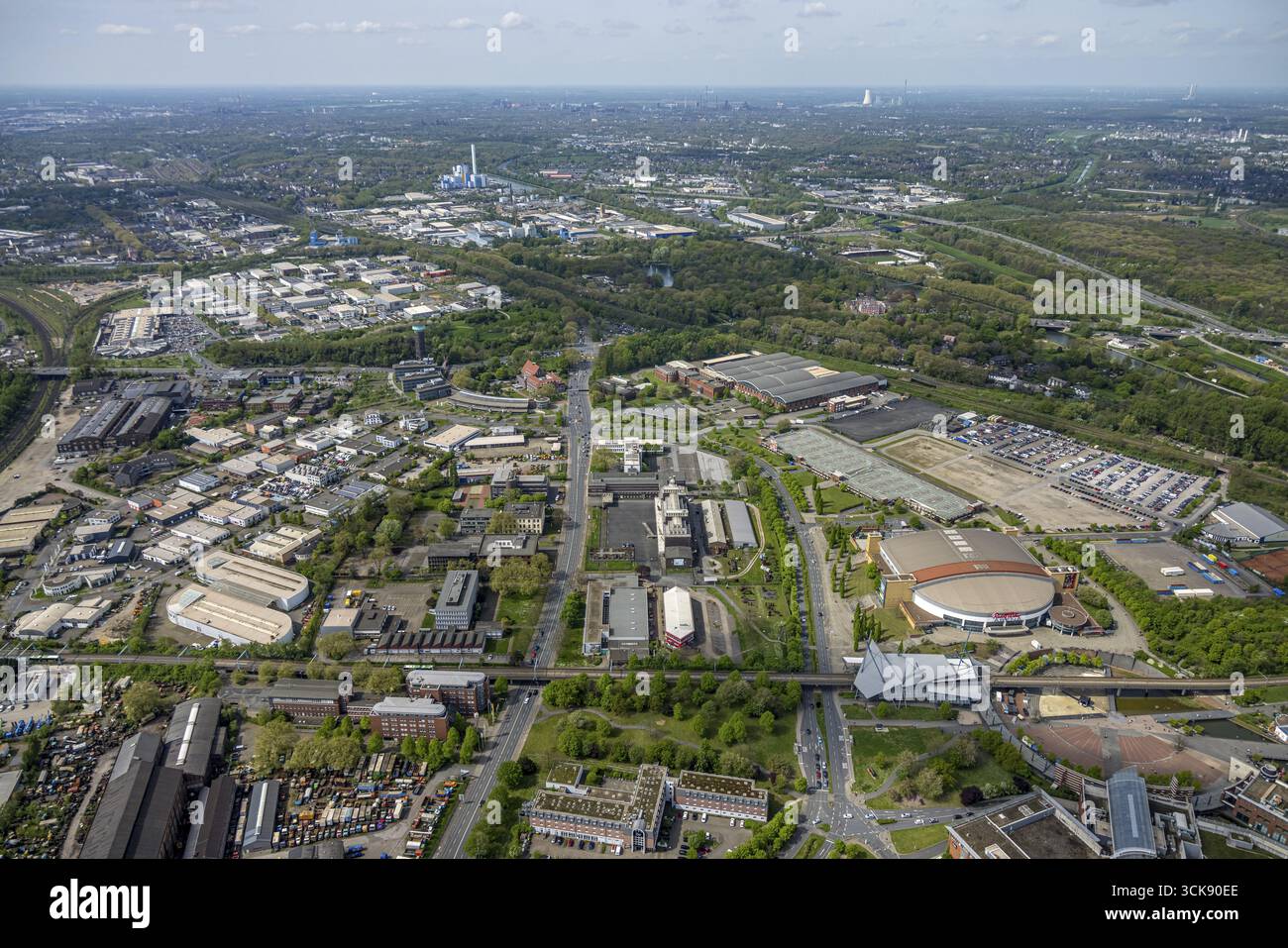Aerial view, Westfield Centro shopping centre with Rudolf Weber Arena ...