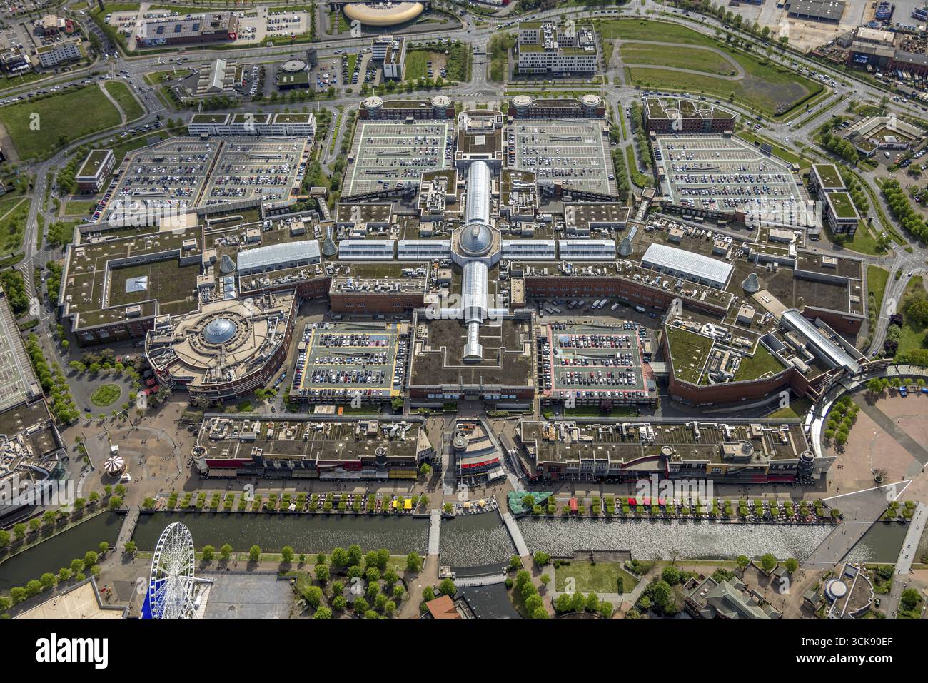 Aerial view, Westfield Centro star-shaped shopping centre, general view ...