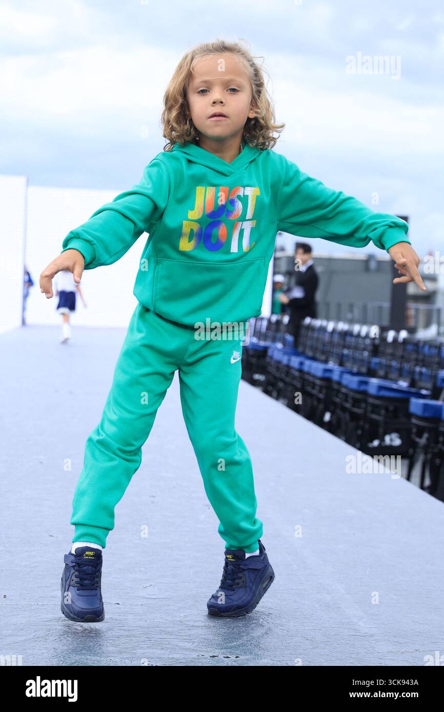 A model walks the runway during the Rookie Kids Show at Rooftop des Galeries Lafayette Paris ...