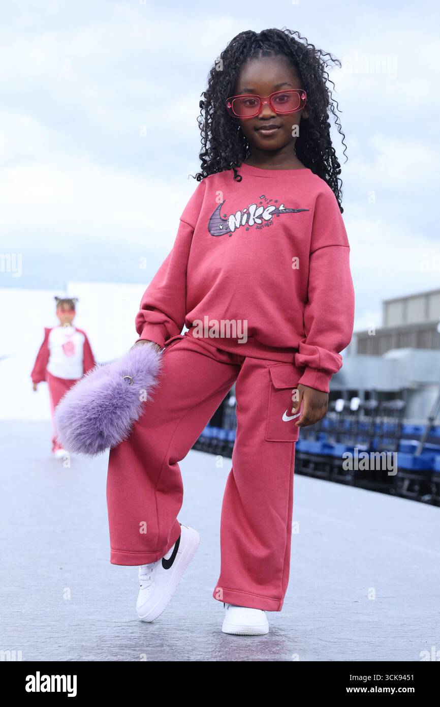A model walks the runway during the Rookie Kids Show at Rooftop des Galeries Lafayette Paris ...