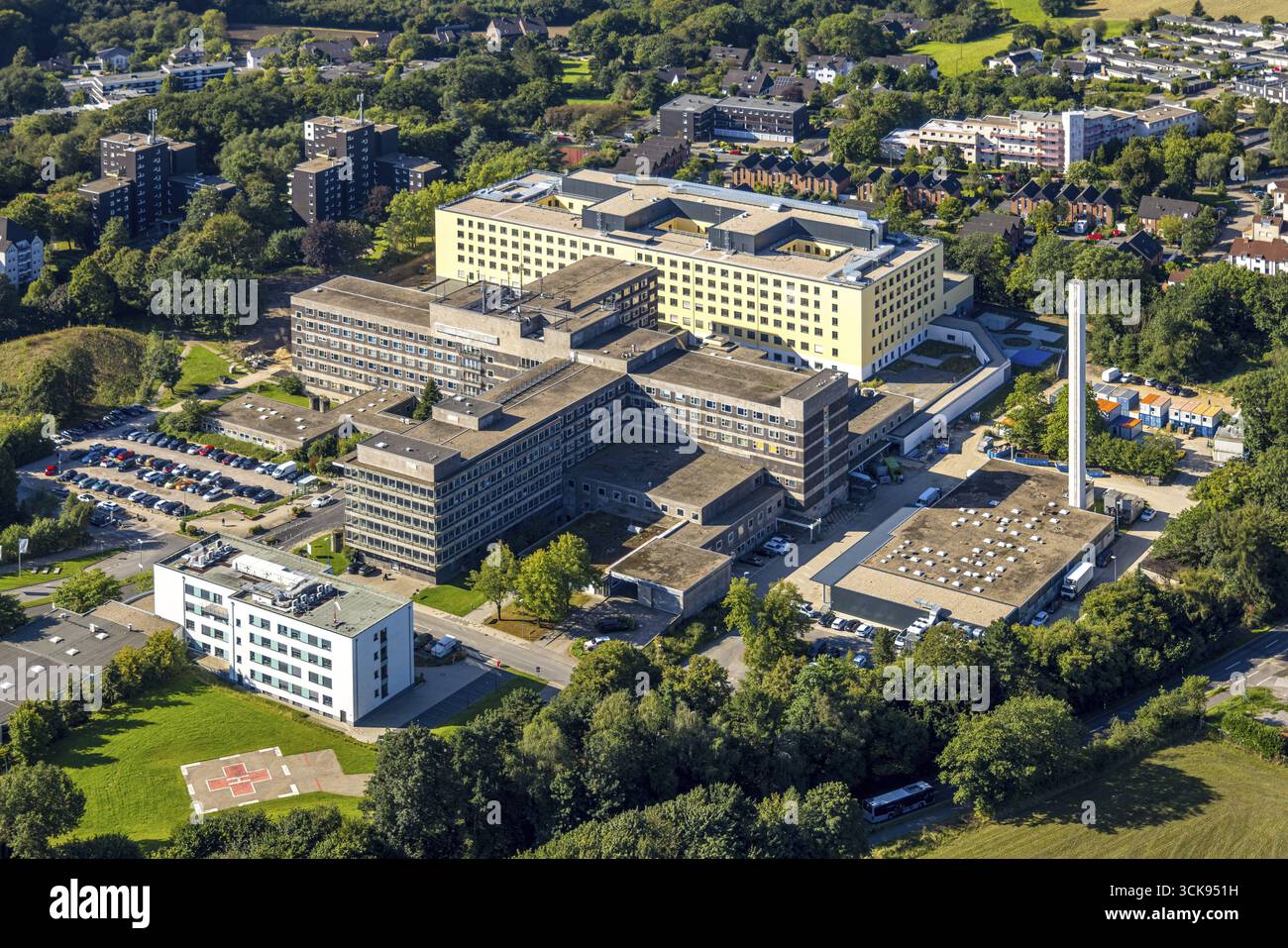 Aerial view, Helios Klinikum Niederberg hospital with new building ...