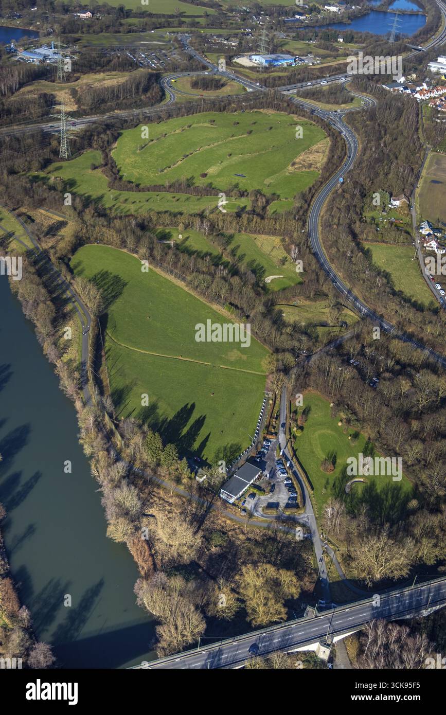 Aerial view, Ruhr-Golf-GmbH golf course between the A43 motorway and ...