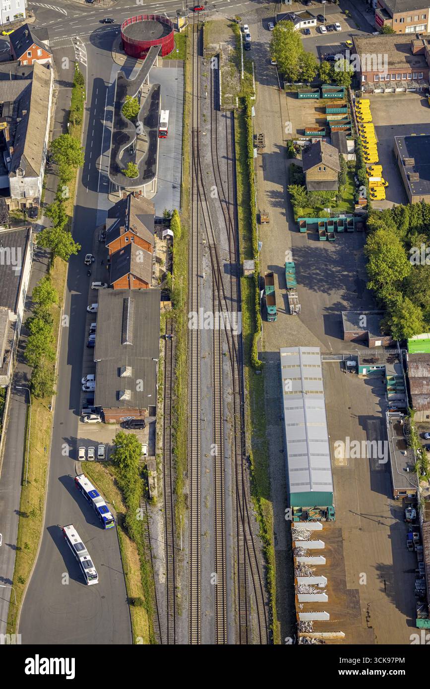 Aerial view, Kulturbahnhof Beckum, bus station, Beckum, Muensterland ...