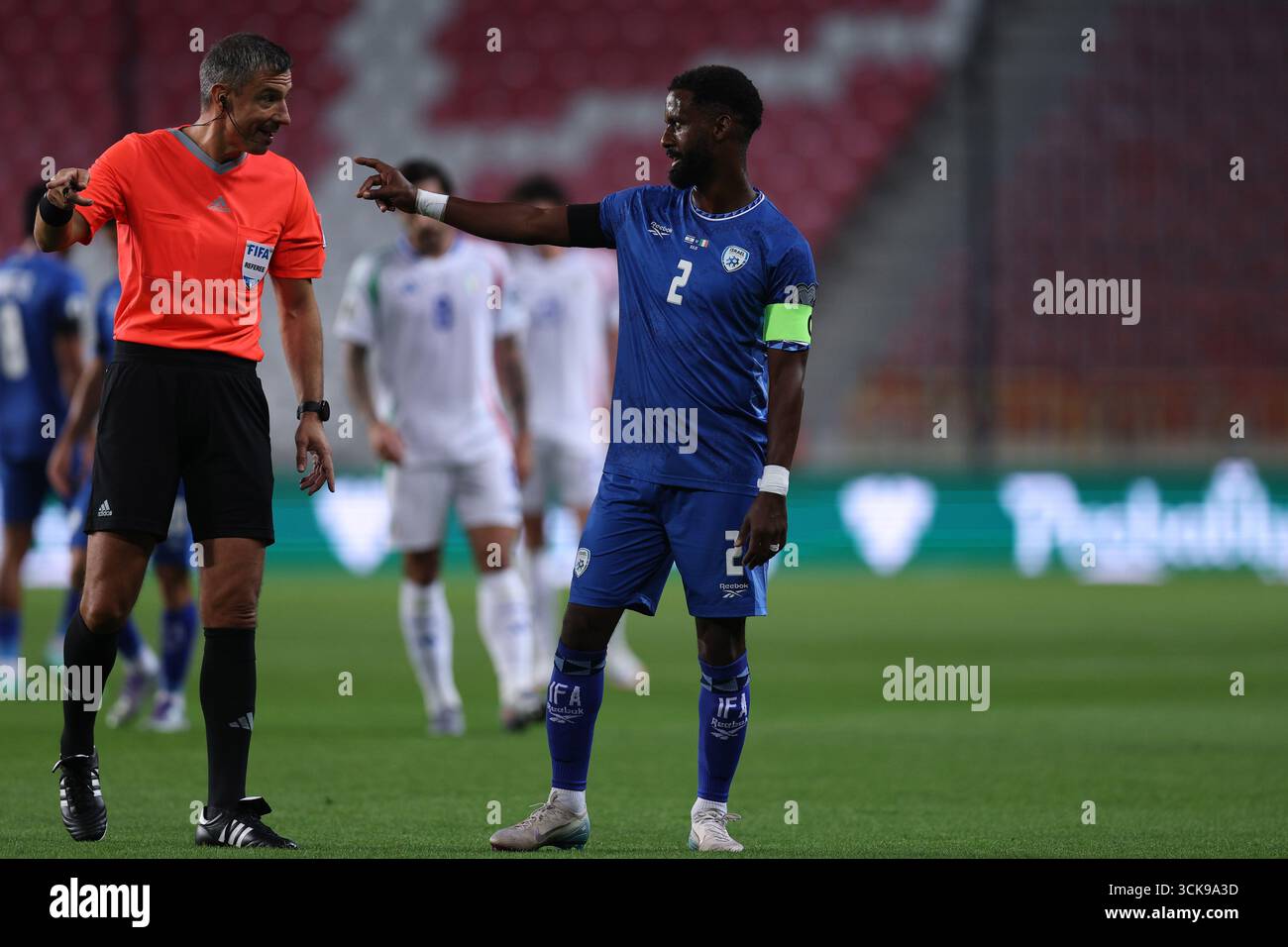Eli Dasa (Israel)Slavko Vincic (Referee) during the Fifa World Cup ...