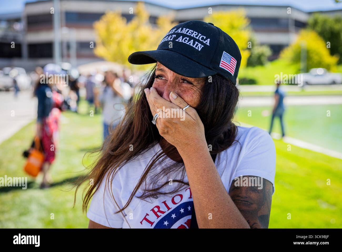 Allison Hemingway-Witty cries after Charlie Kirk is shot during Turning ...