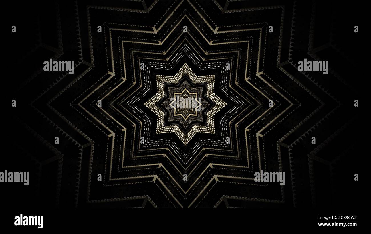 Intricate star design features a combination of black and gold lines ...