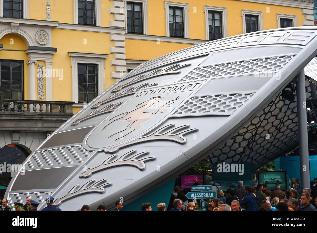 Porsche booth, open space. Logo, emblem, company logo, company emblem ...
