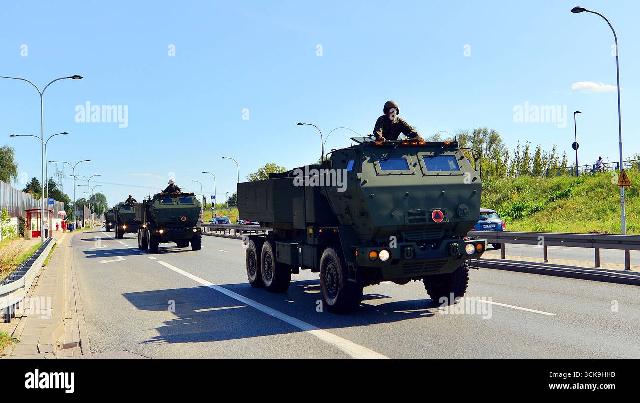 Warsaw, Poland. 15 August 2025. Polish army military convoy. Wheeled ...