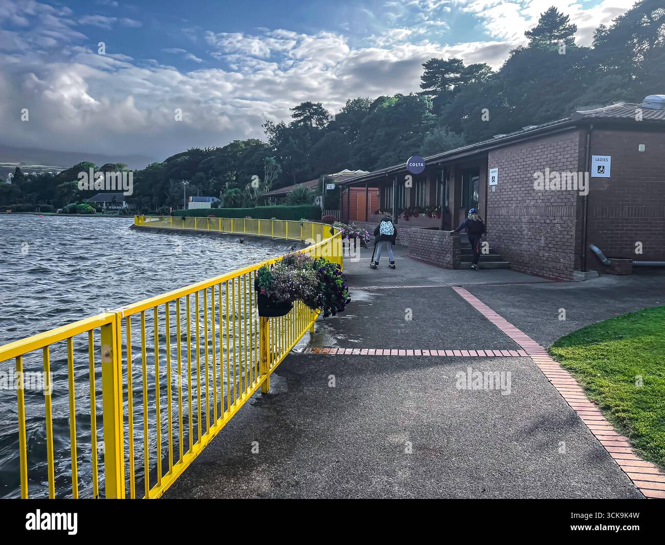 Ramsey, Isle of Man 08,05,2023 Yellow fence separates the beach from ...