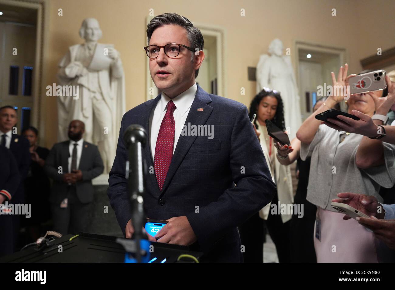 Speaker of the House Mike Johnson, R-La., speaks to reporters ...